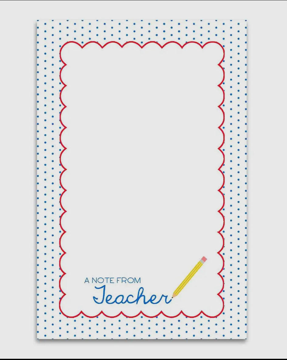 Back to school note from the teacher notepad – The Cottage Basket