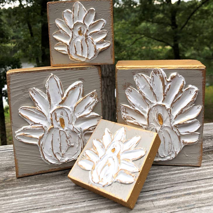 6" x 6" Painted Turkey Wood Block – The Cottage Basket