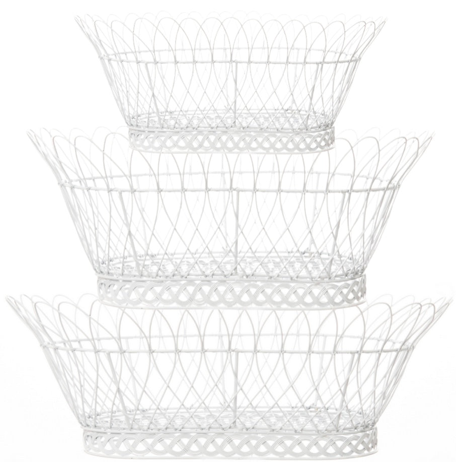 Large Oval White Wire Scalloped Basket – The Cottage Basket