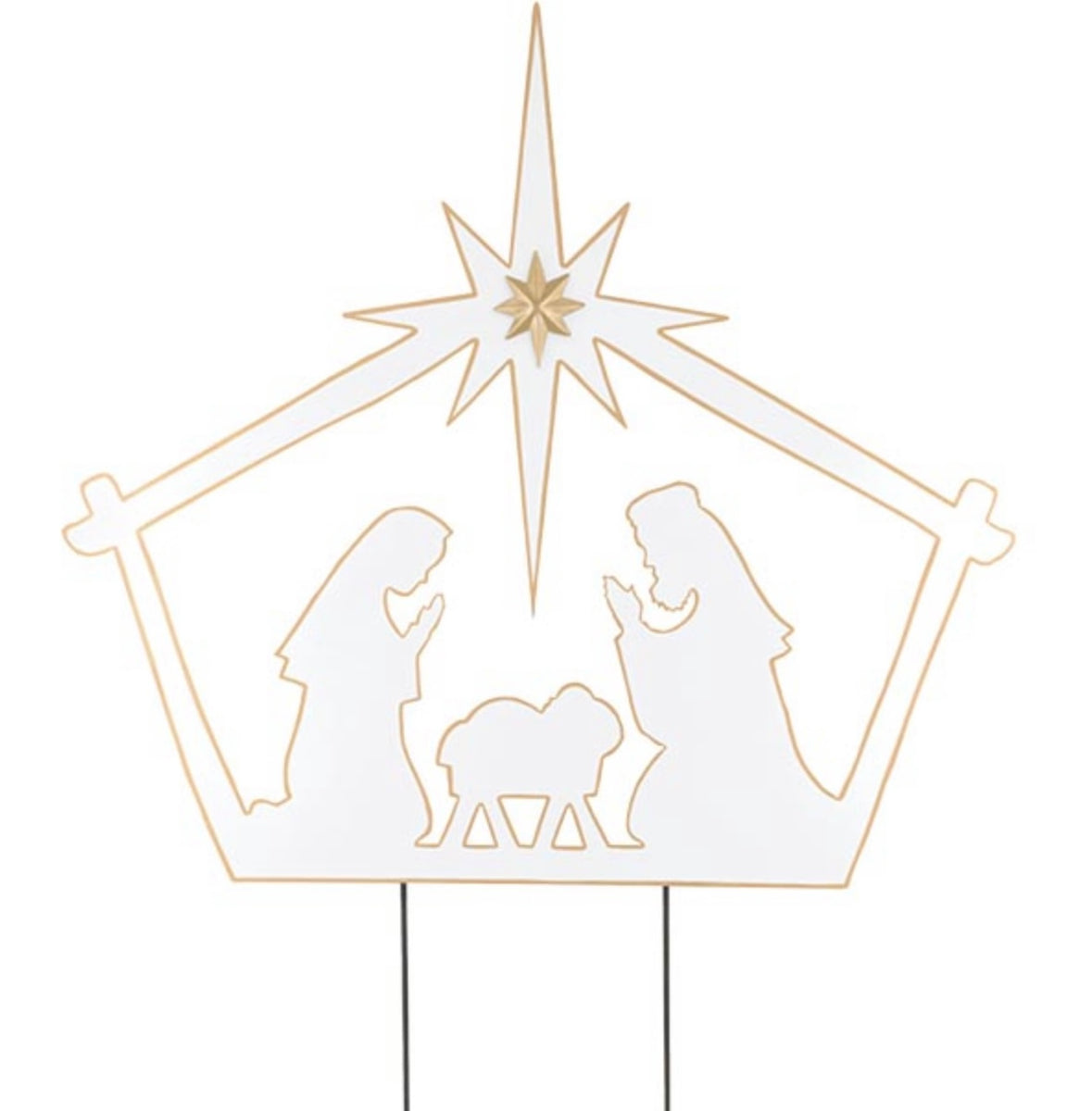 White Metal Nativity Scene Yard Stake – The Cottage Basket